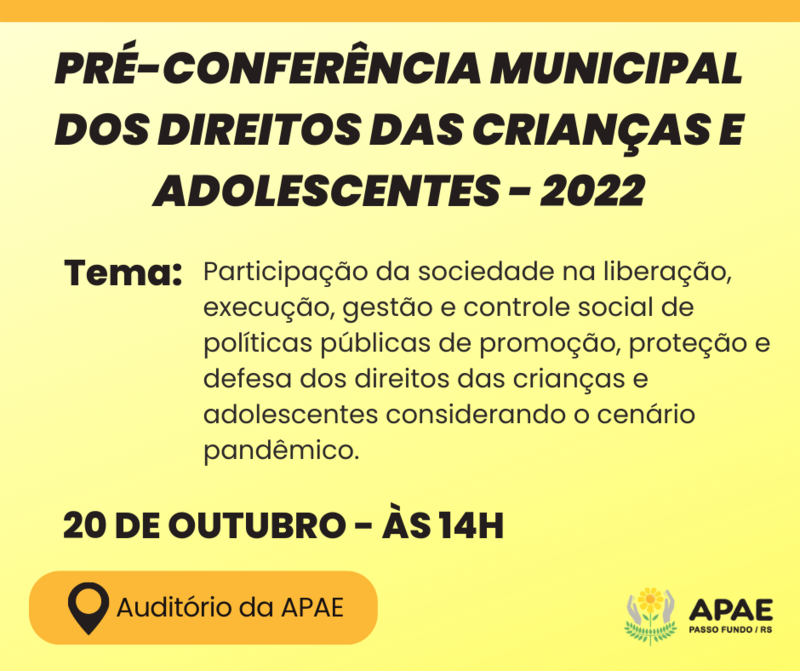 APAE realiza Conferência Livre sobre Direitos das Crianças e
